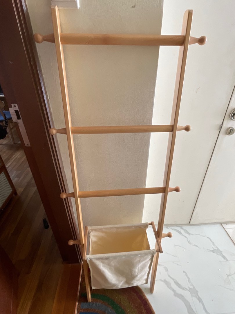 Wooden Ladder Rack with Basket, Furniture & Home Living, Furniture ...