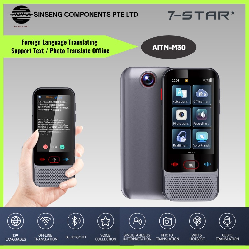 7-STAR* M30 AI Language Translator Device Portable Voice Interpreter in ...