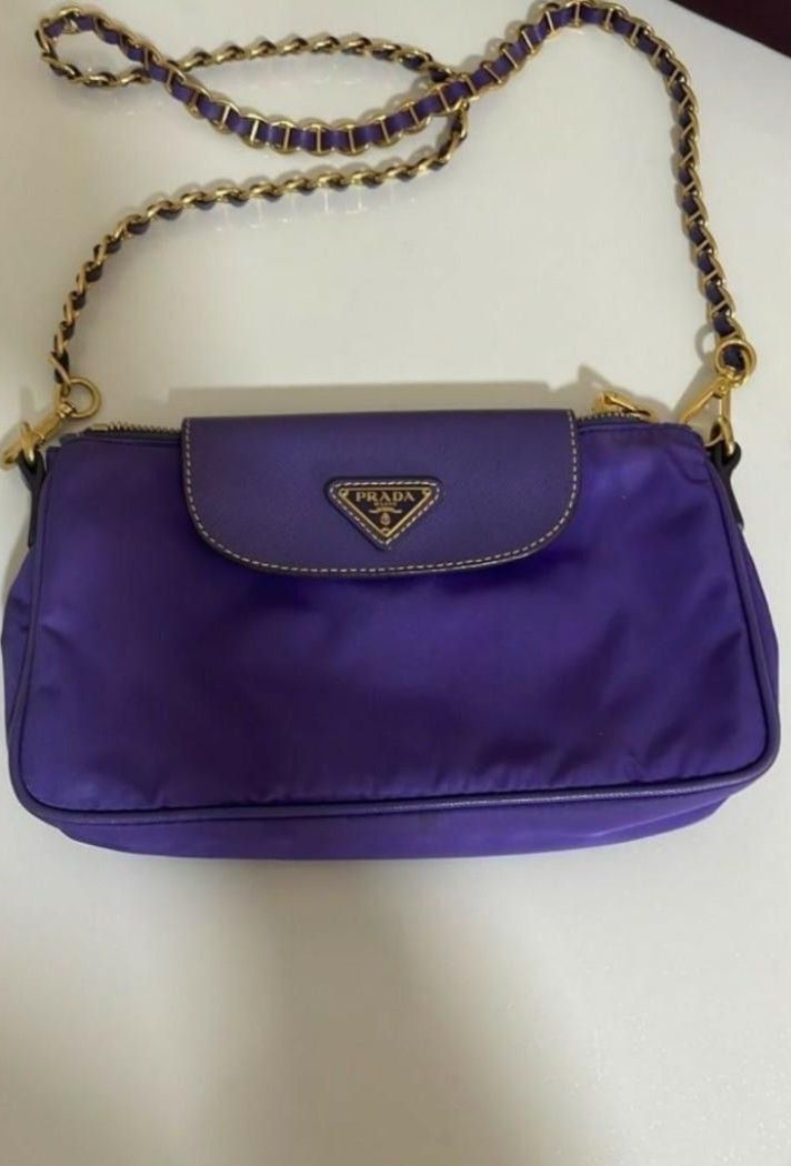 Authentic PRADA purple shoulder sling bag come with authentic card ...