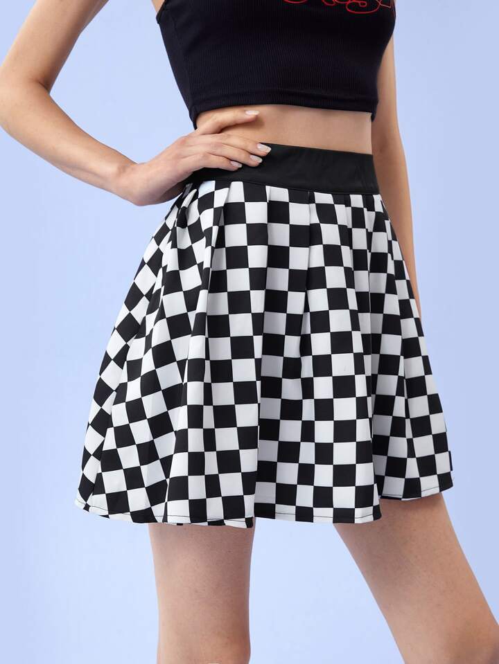 Checkerboard pleated Mini skirt, Women's Fashion, Bottoms, Skirts on ...