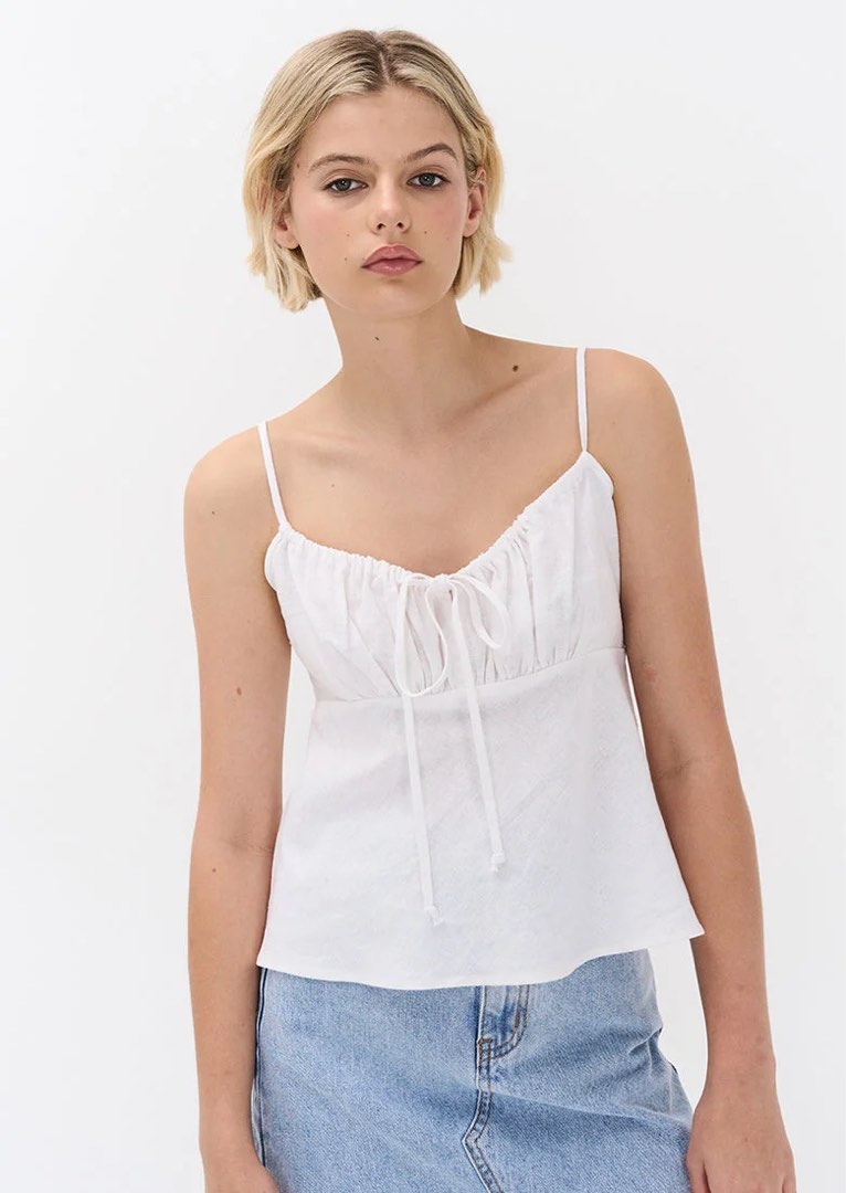 Ghanda Phoebe Top in White, Women's Fashion, Tops, Shirts on Carousell