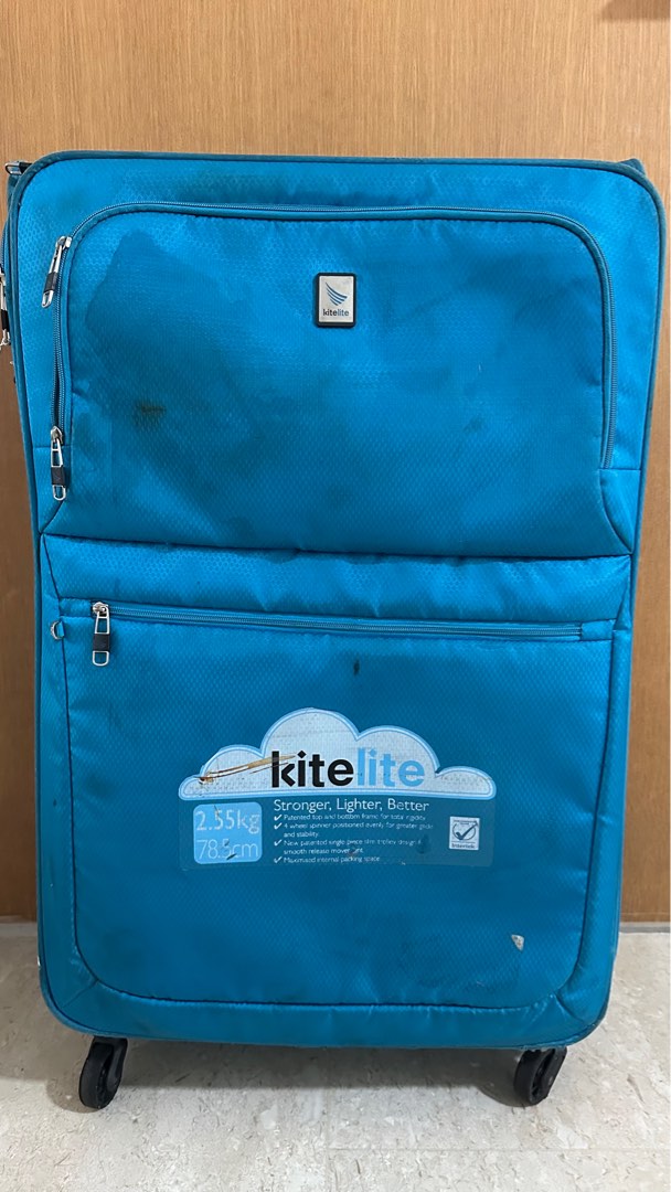 Kite Lite Turquoise Checked Luggage with Wheels and Handle, Hobbies ...