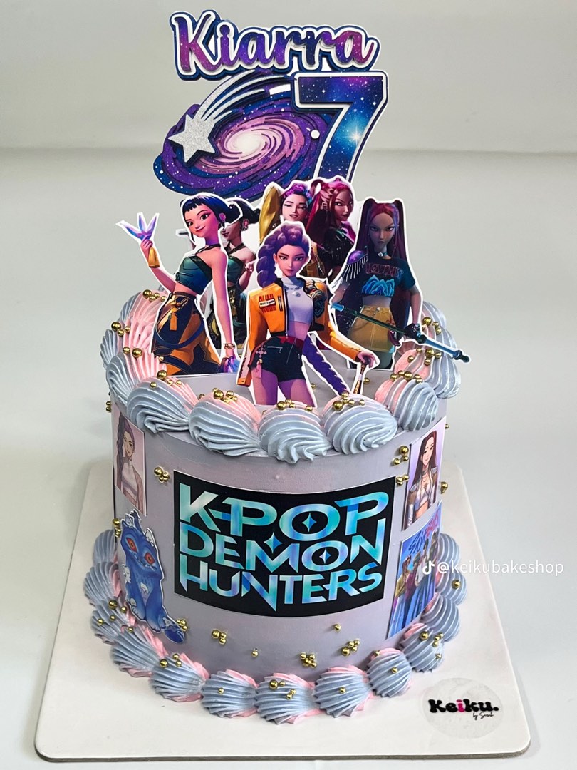 Kpop Demon Hunter Theme Cake, Food & Drinks, Homemade Bakes on Carousell