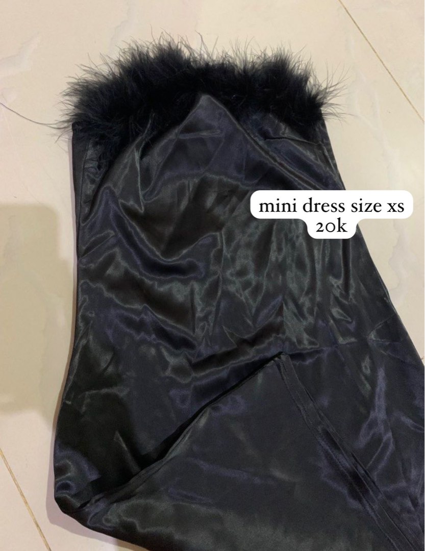 mini dress hitam bulu", Fesyen Wanita, Pakaian Wanita, Gaun & Rok di ...