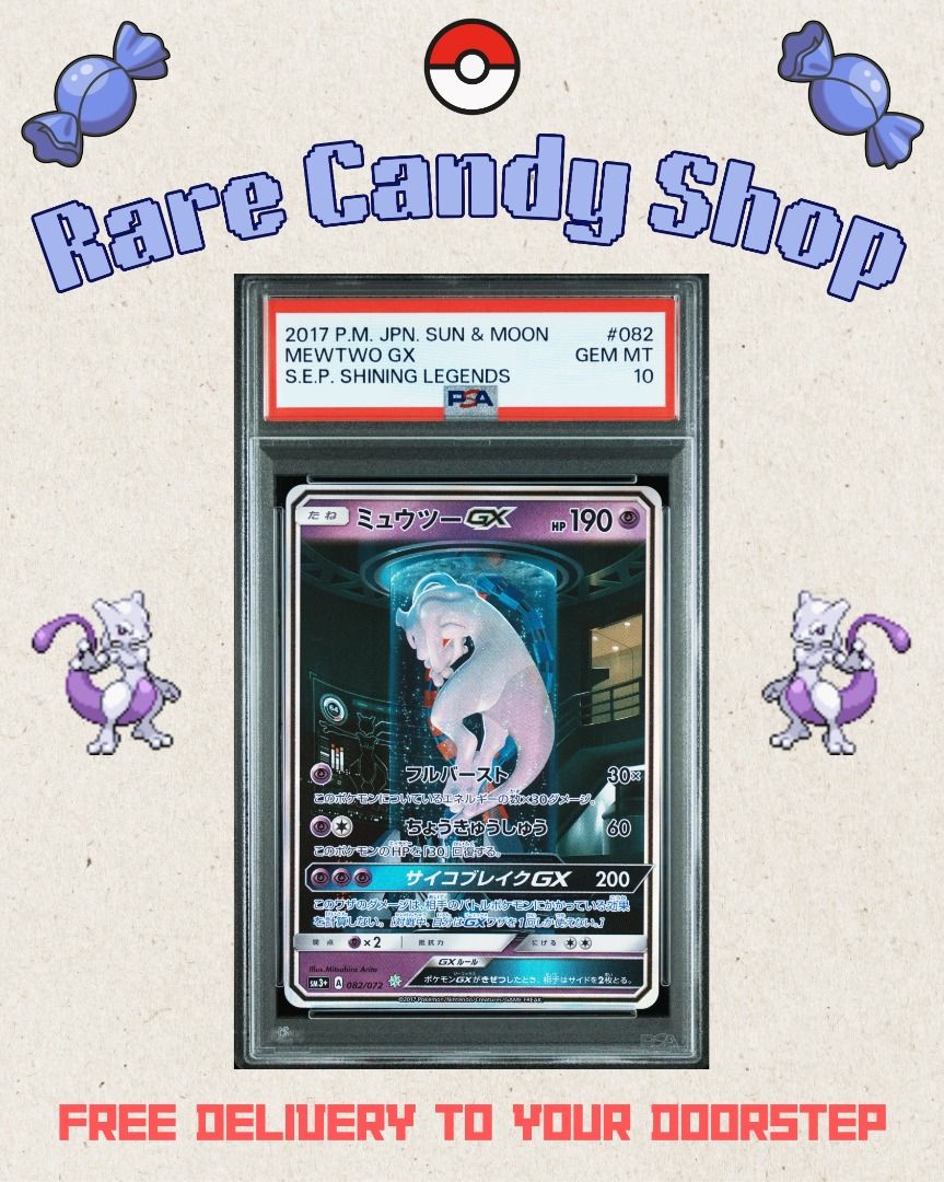 (Free Delivery) PSA 10 Mewtube / Mewtwo GX #82 from Shining Legends ...