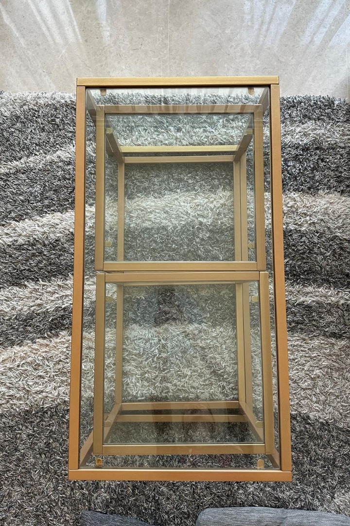 Gold Frame Glass Nesting Coffee Table Set, Furniture & Home Living ...