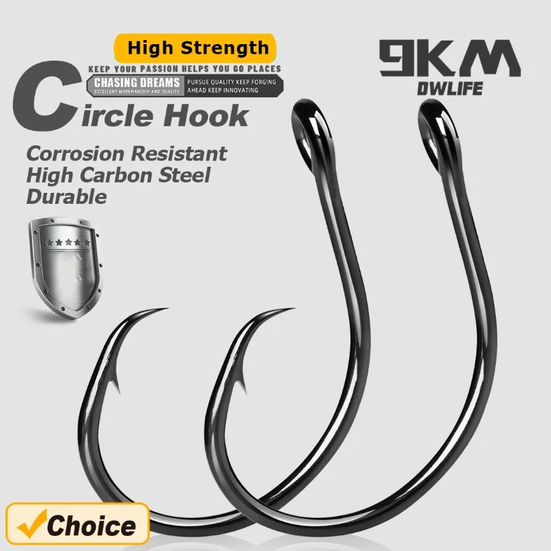 Inline Circle Hooks Saltwater Fishing Catfish Hooks 25~100Pcs Wide Gap ...