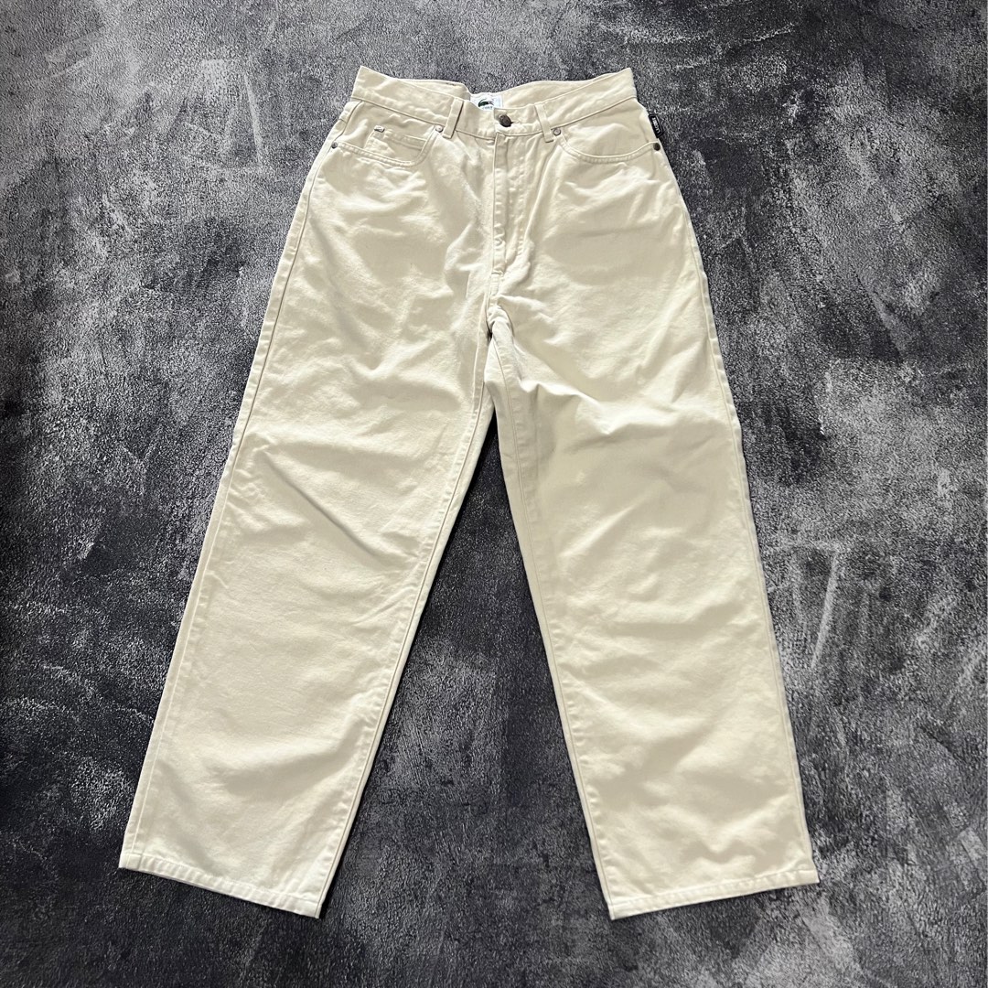Lacoste soft cream baggy wide Authentic jeans, Fesyen Pria, Pakaian ...