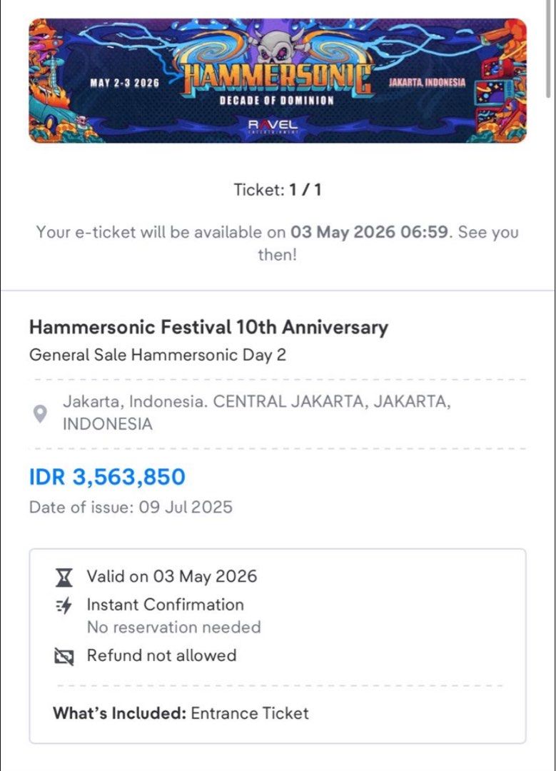 MCR - HAMMERSONIC 2026 DAY 2, Tiket & Voucher, Tiket Acara di Carousell