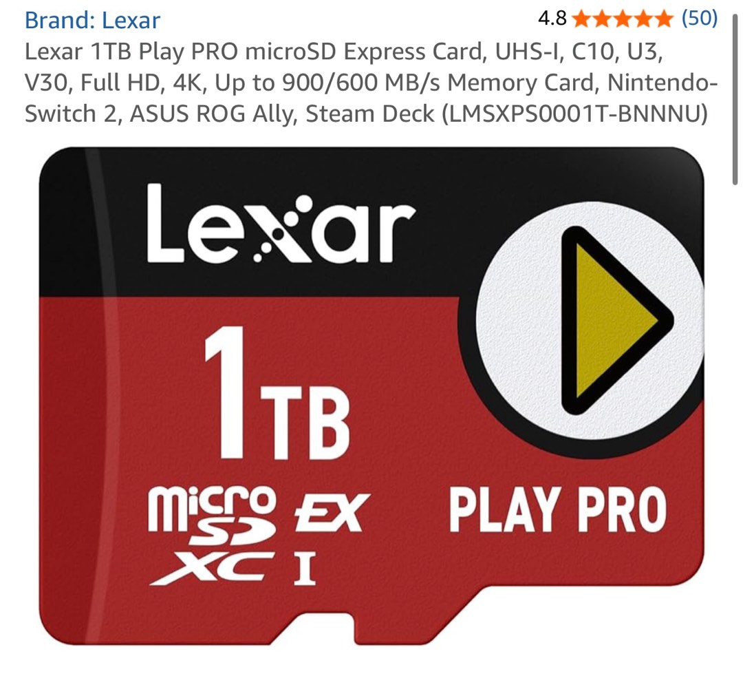 Selling a brand new 1TB MicroSD EXPRESS card for SWITCH 2, Video Gaming ...