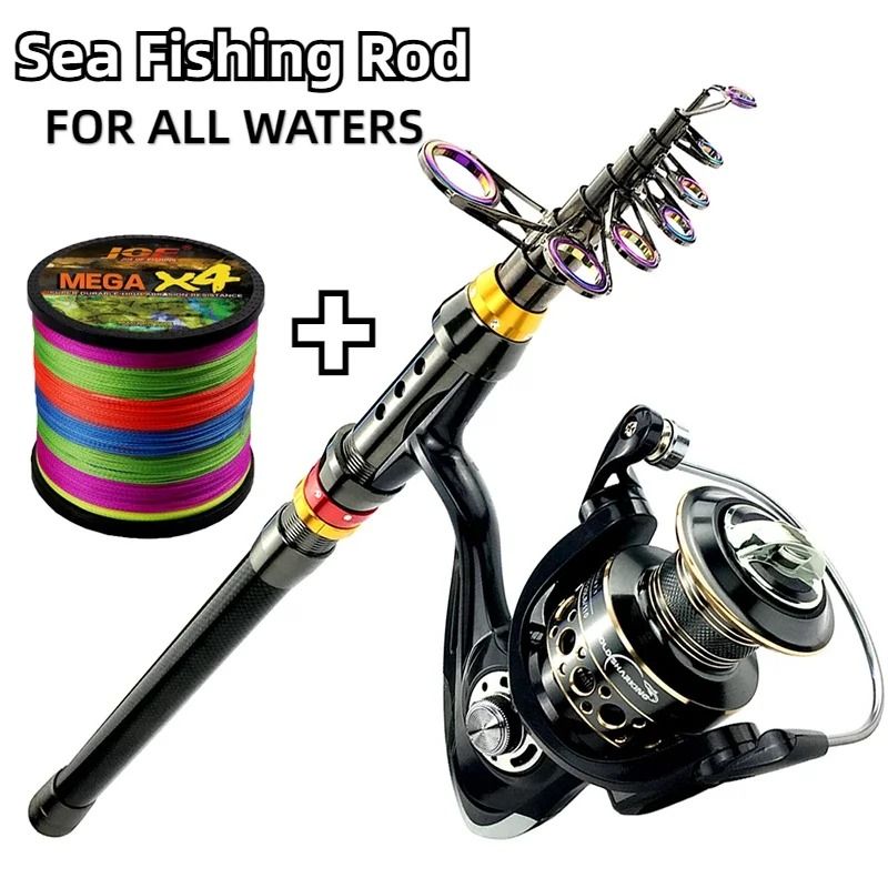 Spinning Fishing Rod and Reel Combo 1.8-3.6m Carbon Fiber Sea Pole and ...