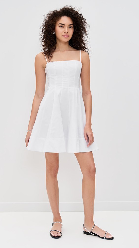 STAUD Wylie Mini Dress White, 女裝, 連身裙 & 套裝, 連身裙 - Carousell