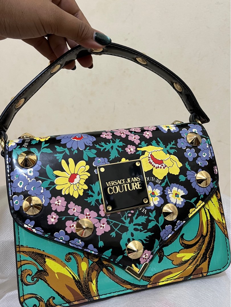 Versace jeans couture flowery bag, Barang Mewah, Tas & Dompet di Carousell