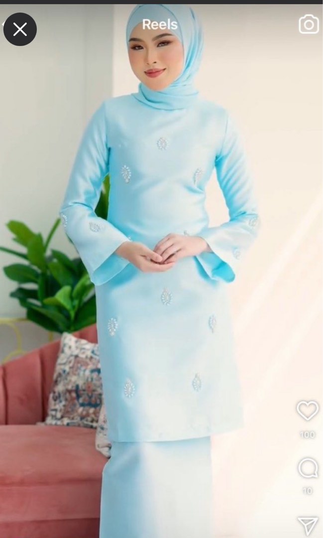 Wanzar Opehlia Kurung Baby blue, Women's Fashion, Muslimah Fashion ...