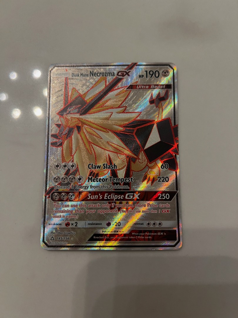 2018 Pokemon card Dusk Mane Necrozma GX Ultra Prism 寶可夢, 興趣及遊戲, 玩具 & 遊戲 ...