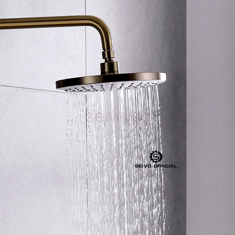 Brushed Gold Shower Set Hot & Cold Rain Shower System SPA Rainfall Bath ...