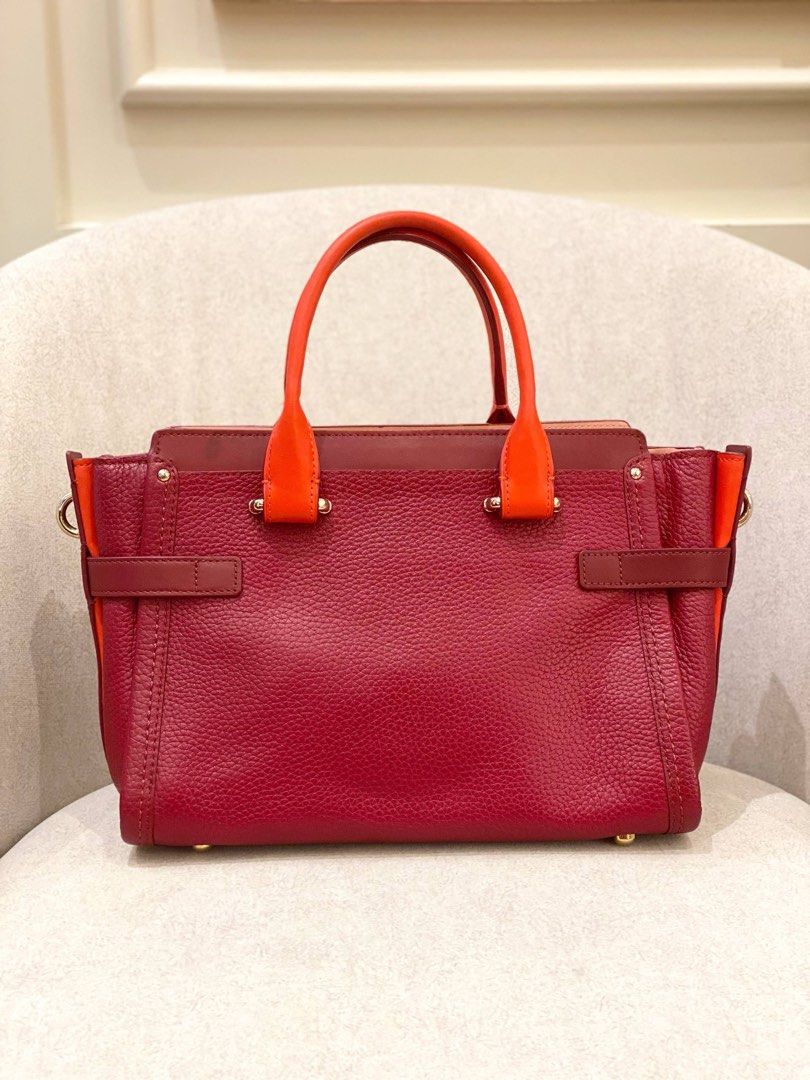 COACH SWAGGER CARRYALL BURGUNDY RED HANDLE CROSSBODY / SHOULDER HANDBAG ...