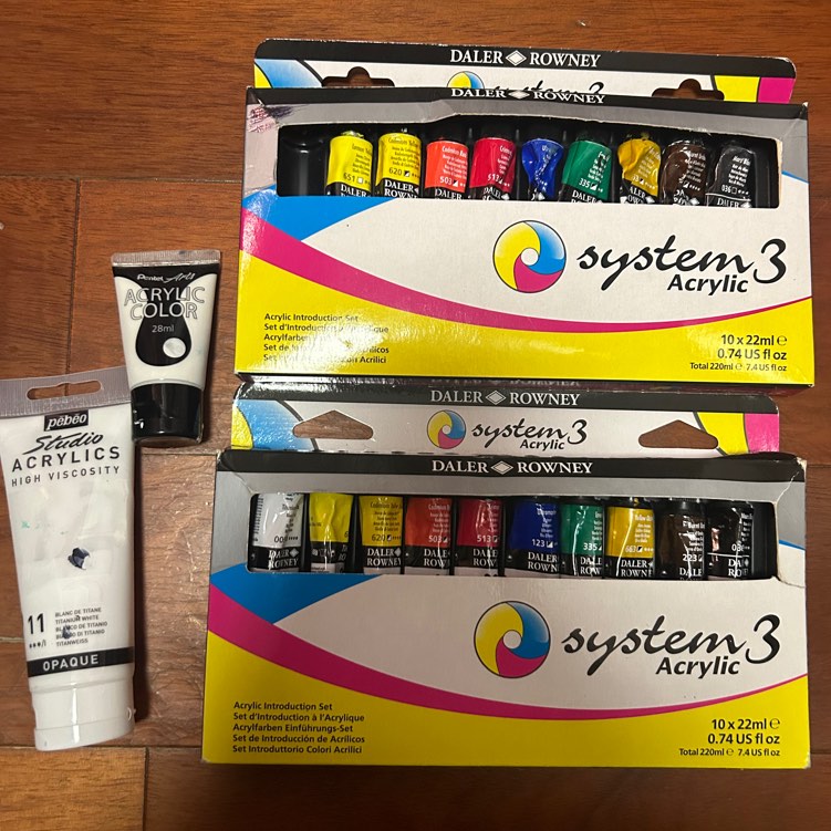 Daler Rowney System 3 Acrylic Paint Set, 興趣及遊戲, 手作＆自家設計, 工藝用品及工具 ...