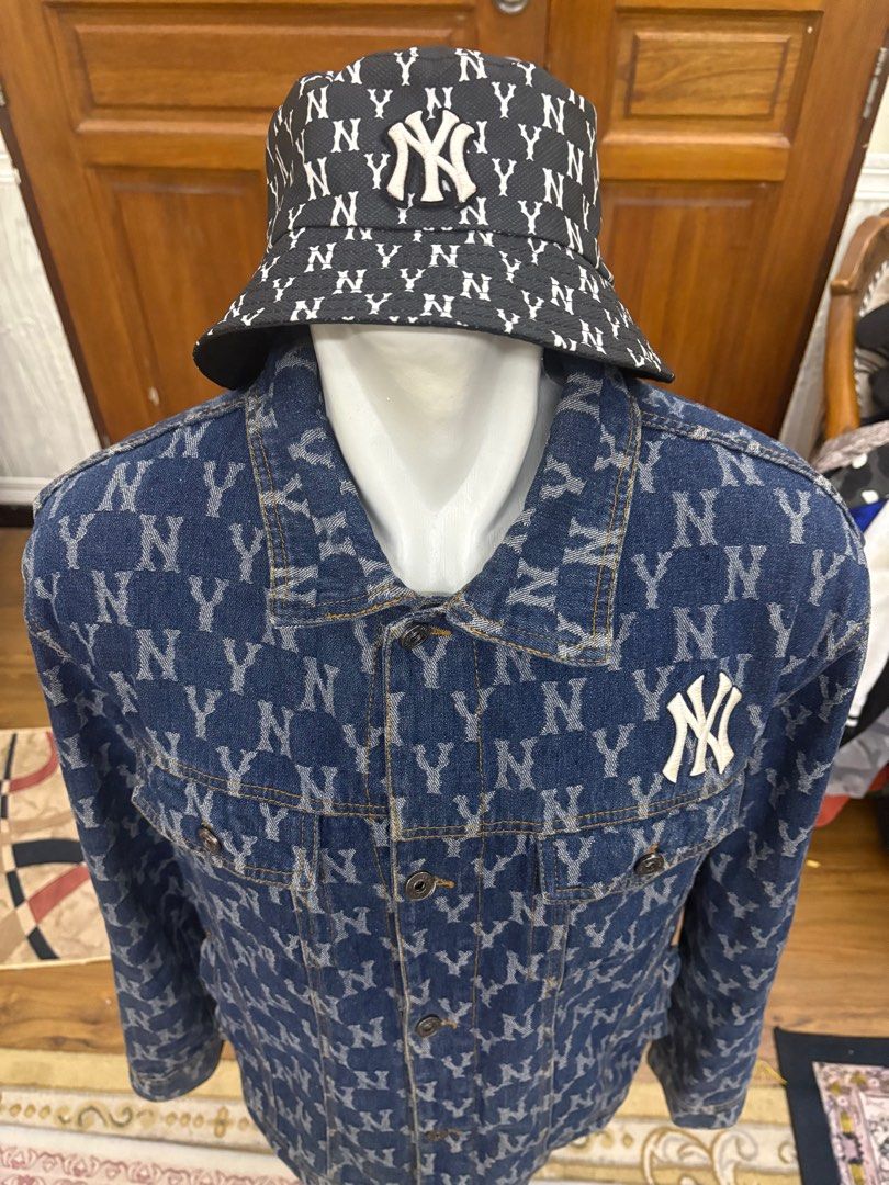 Denim Jacket MLB New York Yankees with Bucket Hat, Men's Fashion, Tops ...
