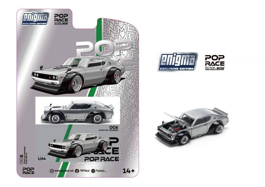 enigma x POP RACE KPGC110 Kenmeri Raw Metal, Hobbies & Toys, Toys ...