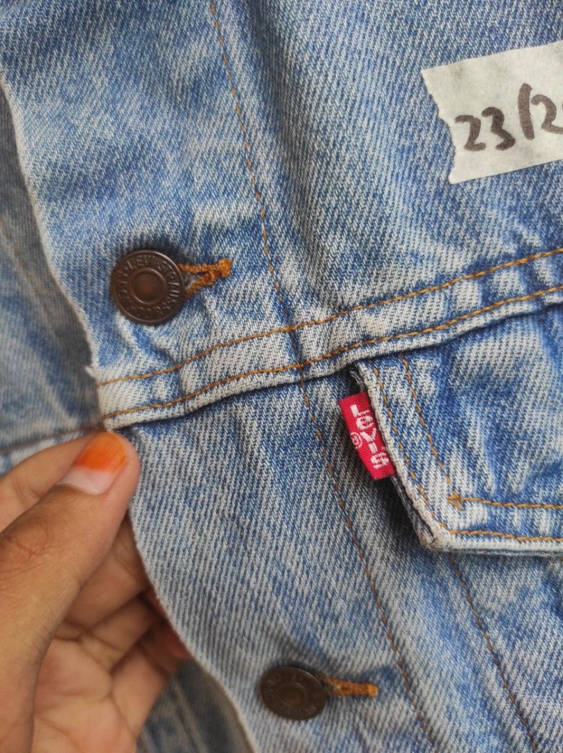 levis vintage vtg 90s made in usa denim jeans trucker jacket sweater ...