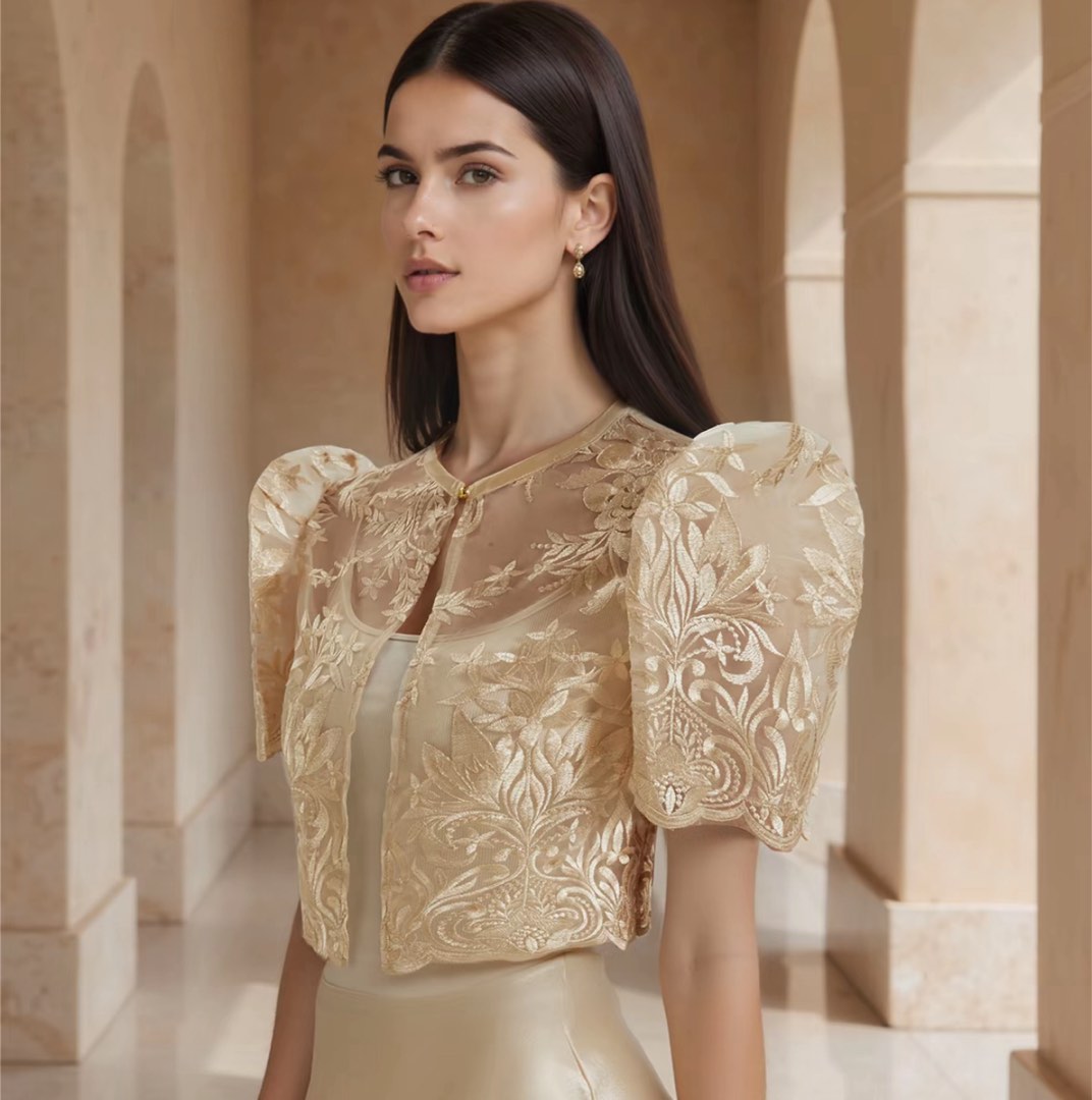 Modern Filipiniana Bolero Top Size Large, Women's Fashion, Tops ...