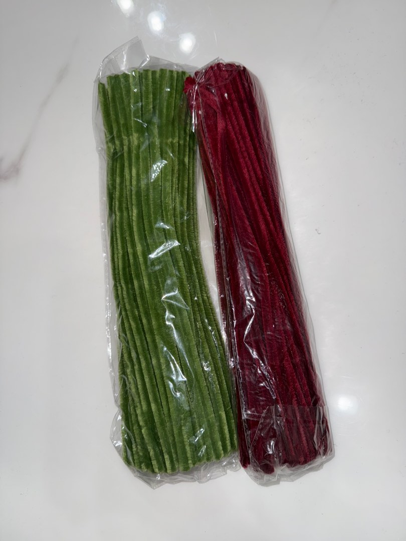 Pipe cleaner RED & GREEN ( one set ), Hobbies & Toys, Stationery ...