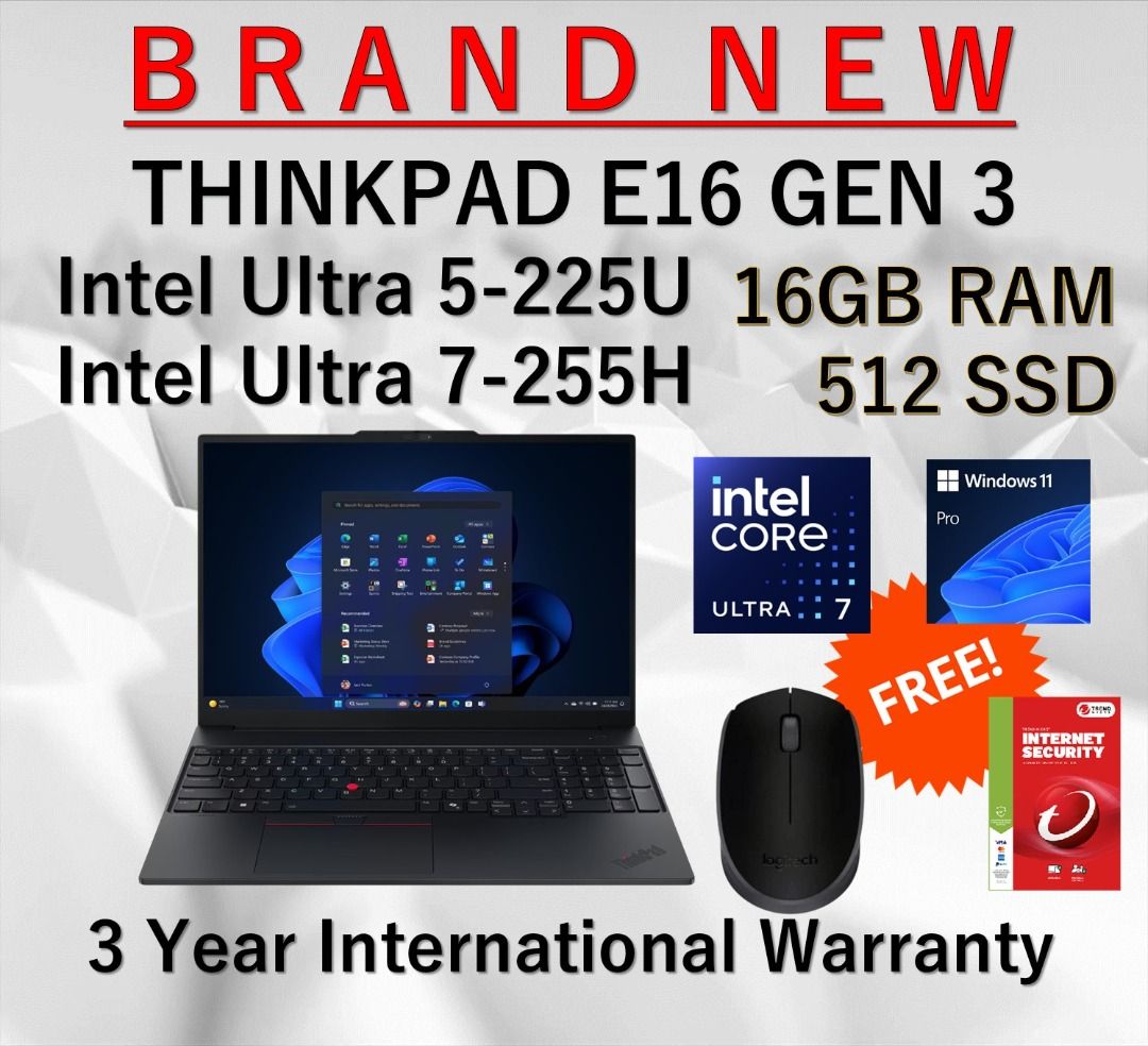 (READY STOCK) 2025 LENOVO THINKPAD E16 GEN 3 ( Intel Ultra 5 225U ...