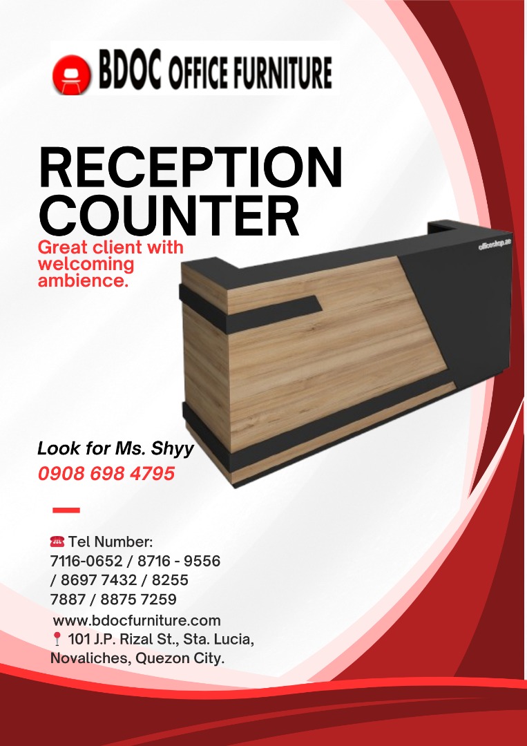 Reception Counter / Clerical Chair / Executive Chair / Cabinet with ...