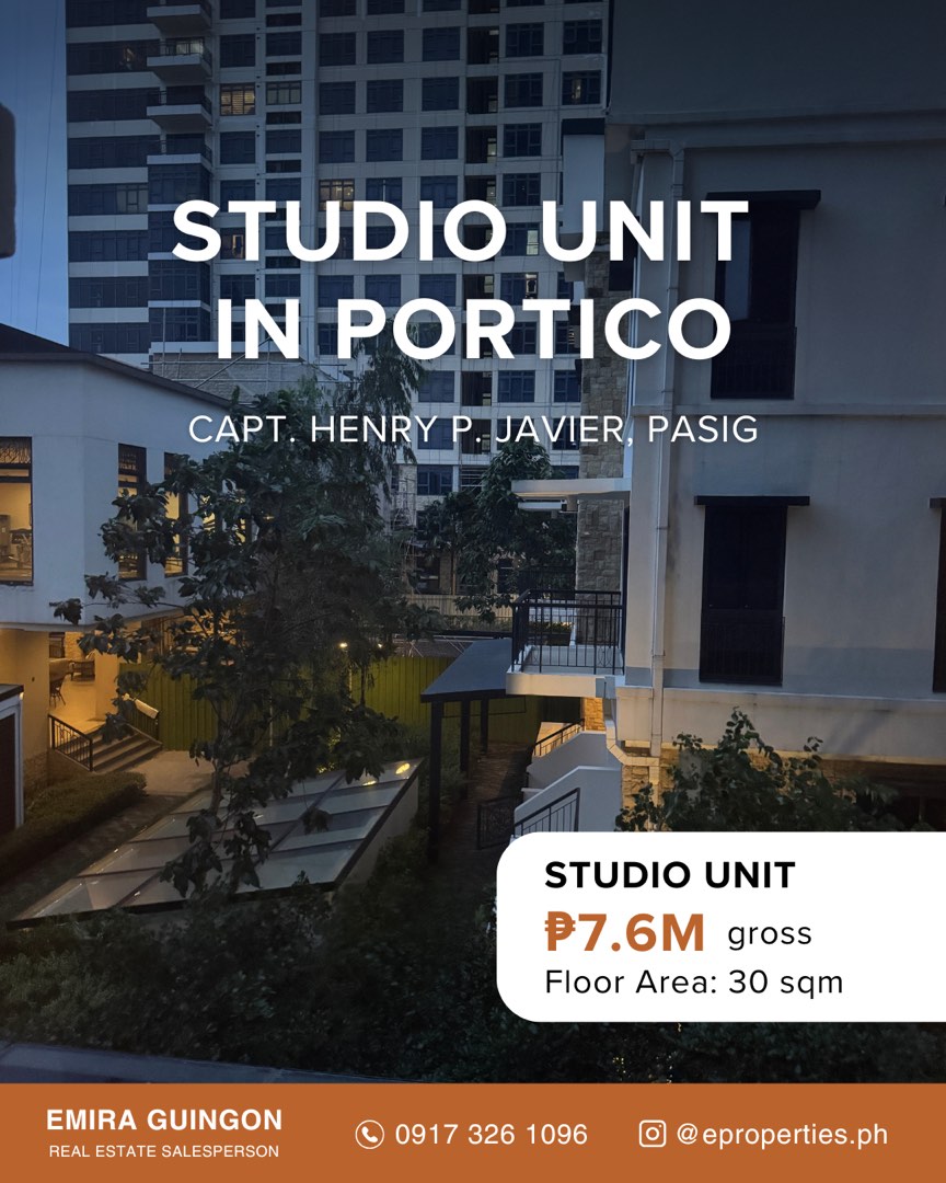 BEST DEAL! Studio unit for Sale in Travertine Portico Pasig City Lowest in the Market, Property ...