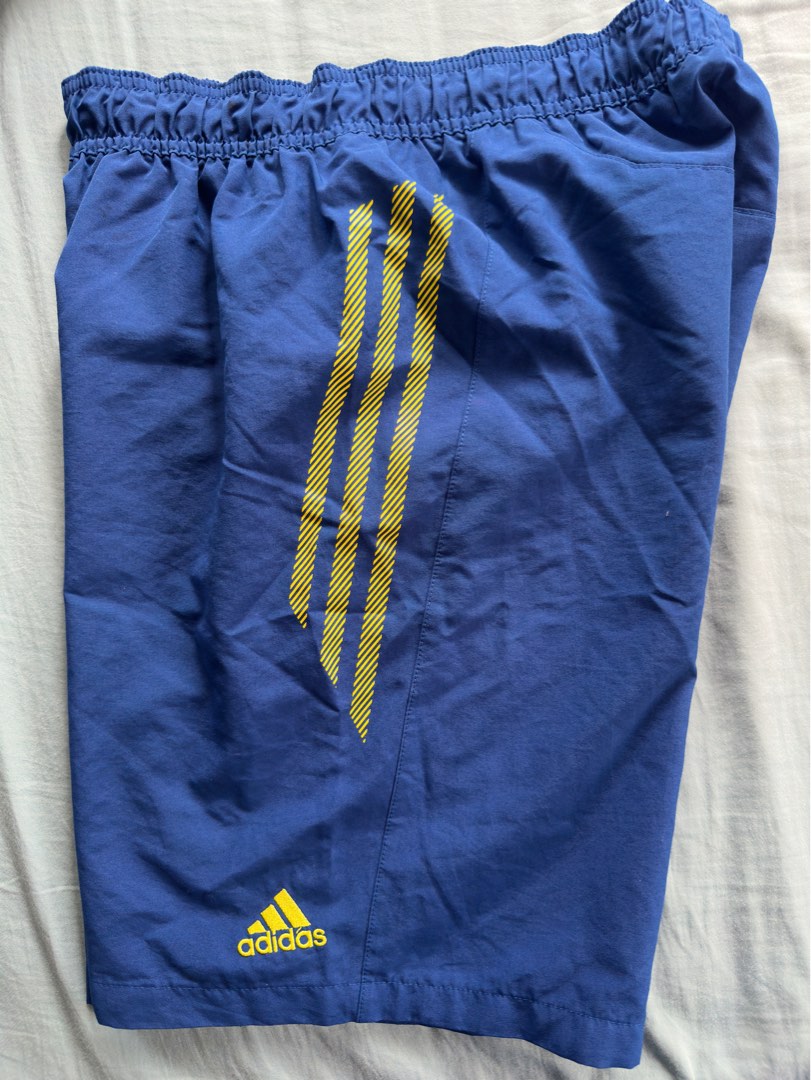 Adidas Blue and Yellow Shorts, Men's Fashion, Bottoms, Shorts on Carousell