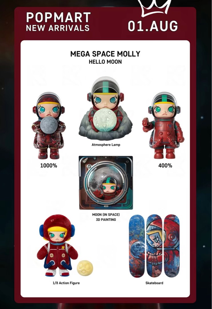 Authentic Popmart Mega Space Molly - hello moon 400% figure figurine ...