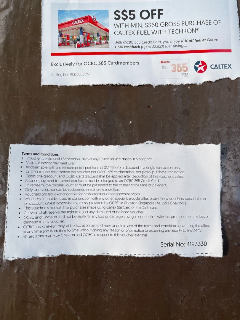 Caltex Petrol Voucher. Expiry date 1 Sep 2025. $1 per voucher. Must use ...