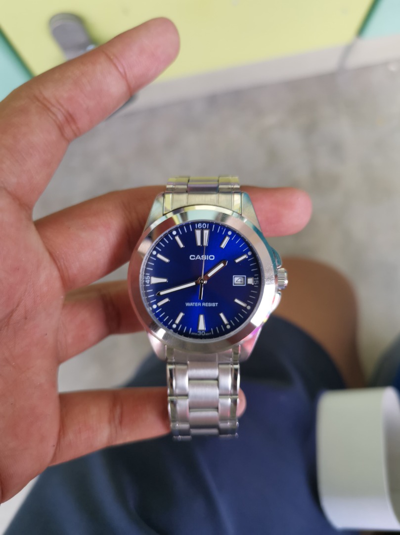 Casio MTP-1215 Blue Dial Watch, Men's Fashion, Watches & Accessories ...