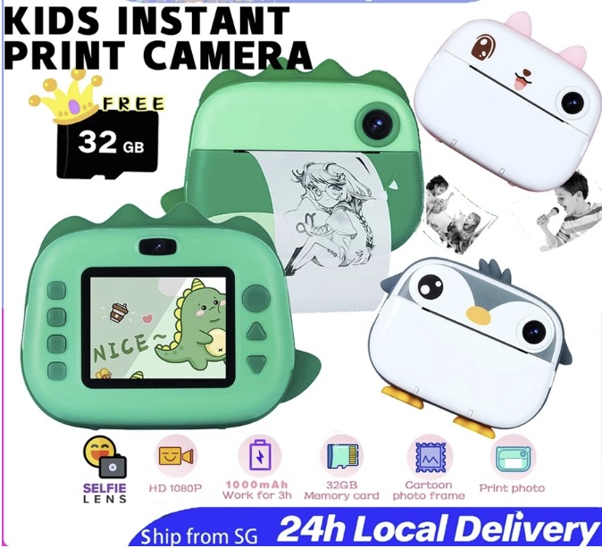 Instant Camera with free SD card | Kids Print Camera with 32GB SD Card ...