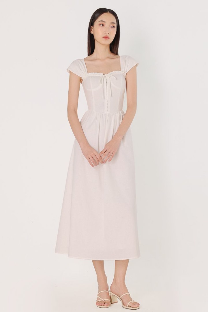 Lovet Leigh Padded Linen Corset Dress - with 2 sleeves, Women's Fashion ...