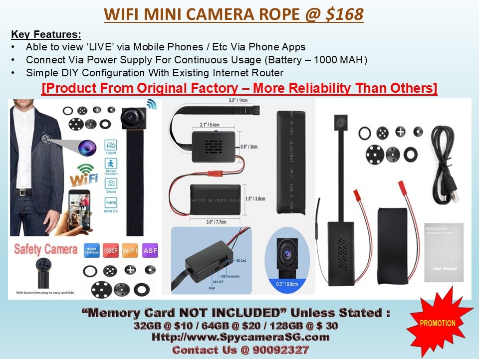 Mini Camera Rope HD Wifi, Furniture & Home Living, Security & Locks ...