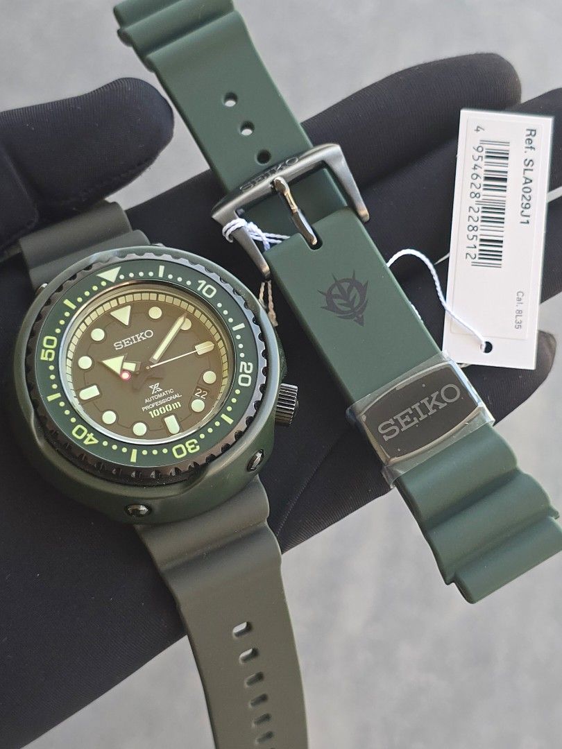 [FULL SET+EXTRA STRAP!] SEIKO PROSPEX MS-06 ZAKU II GUNDAM ZEON GREEN ...
