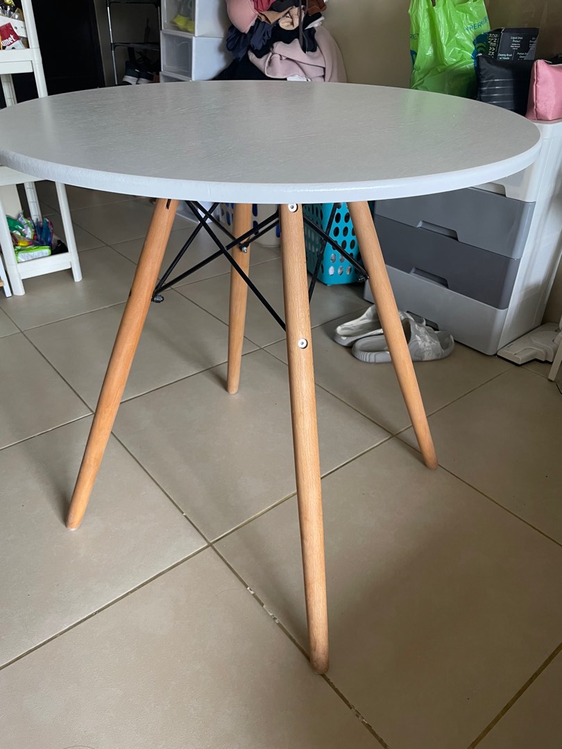 Round Dining Table 70cm, white, Furniture & Home Living, Furniture ...