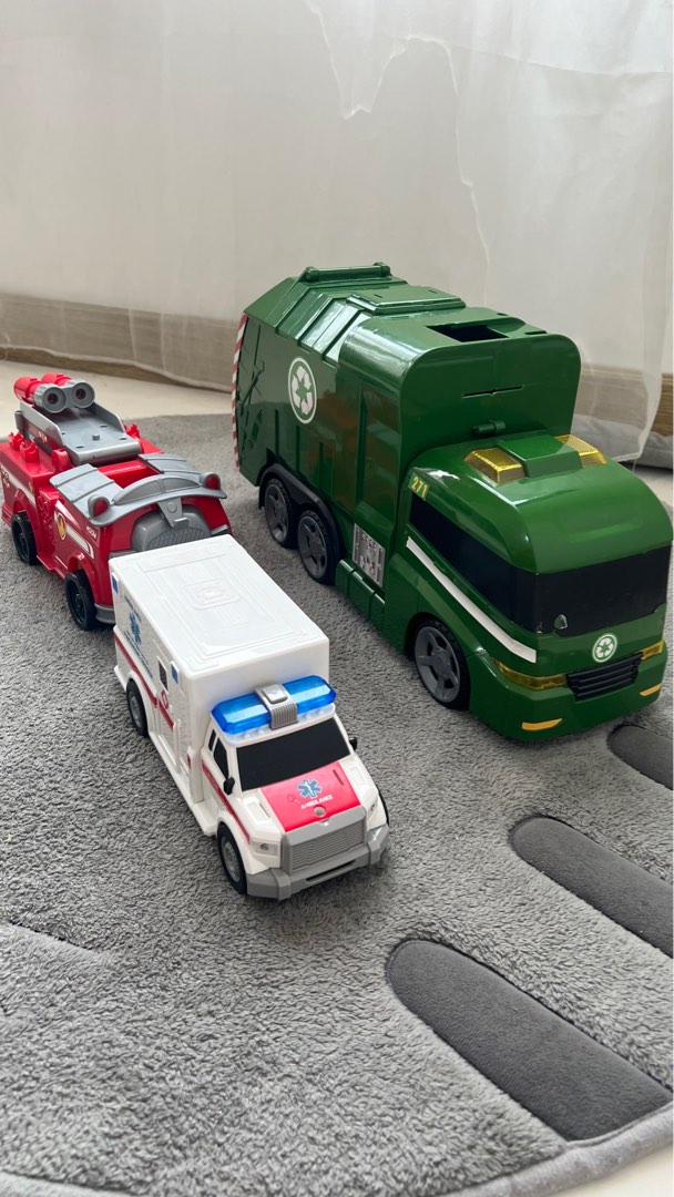 Big Toy Cars - Fire Truck, Ambulance, Pizza Truck, Garbage Truck + FREE ...