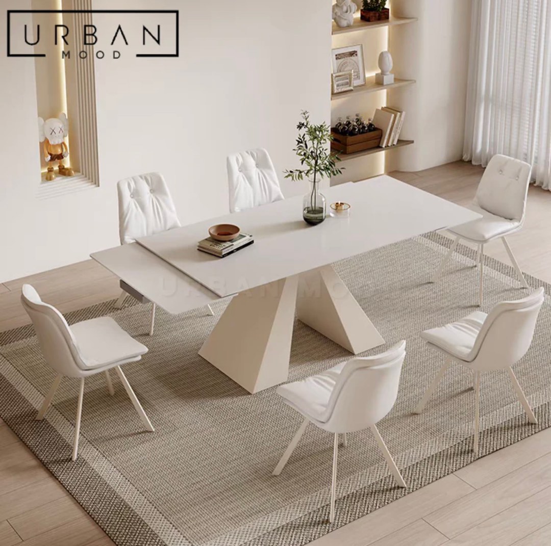 Extendable Sintered Stone Dining Table in White, Furniture & Home ...