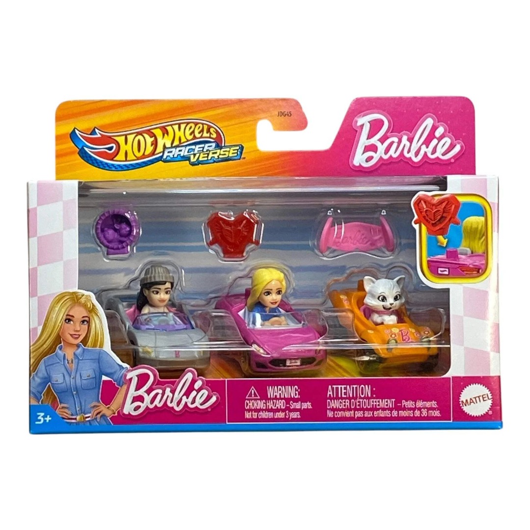 Hot Wheels Racerverse Barbie 3-Pack die cast cars (Renee, Barbie Malibu ...