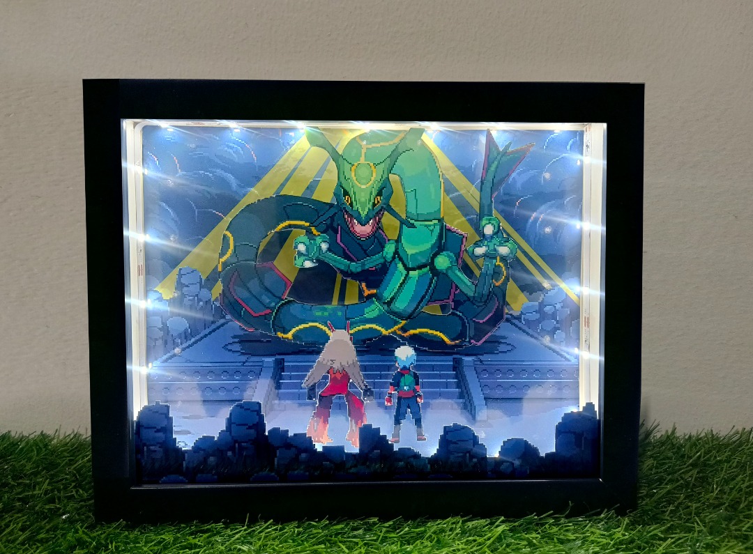 Pokemon Emerald - Rayquaza Video Game Shadow Box, Video Gaming, Video ...