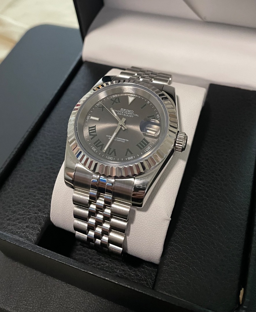 Seiko Mod Automatic Watch with Fluted Bezel (Wimbledon), Men's Fashion ...