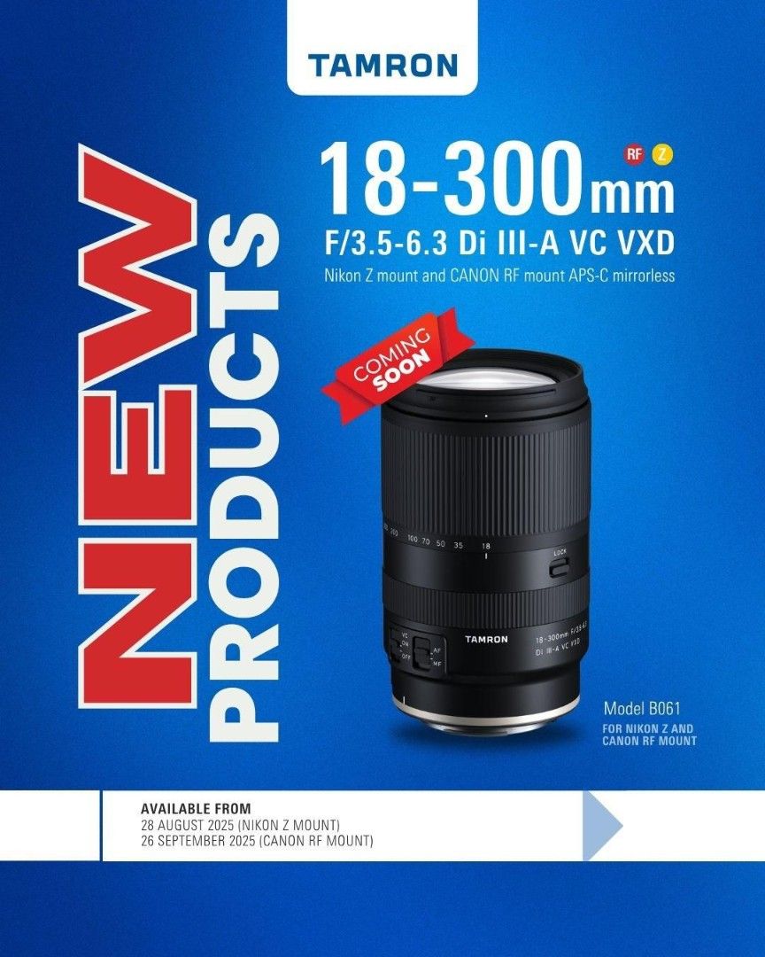 Tamron 18-300mm F3.5-6.3 Di III -A VC VXD APS-C For Nikon Z / Canon RF ...