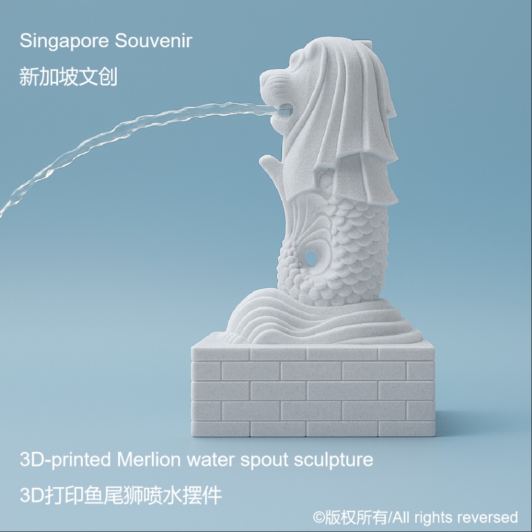 3D-Printed Merlion Water Spout Sculpture, Furniture & Home Living, Home ...