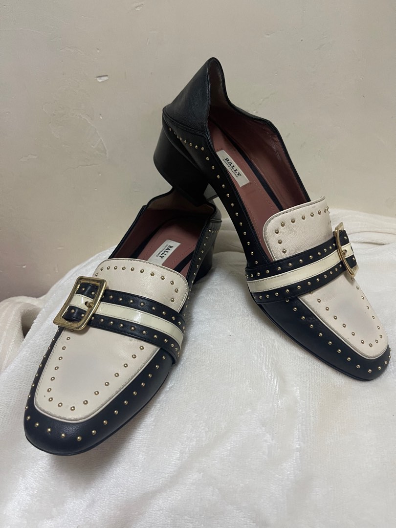 Bally Black and White Mule shoes, 名牌, 鞋及波鞋 - Carousell