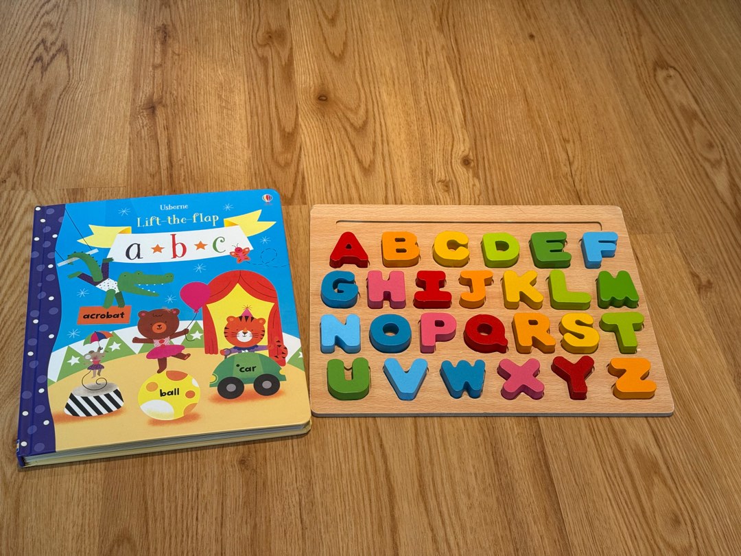 Learn ABC set: Usborne Lift-the-Flap Book & Wooden Alphabet Puzzle ...