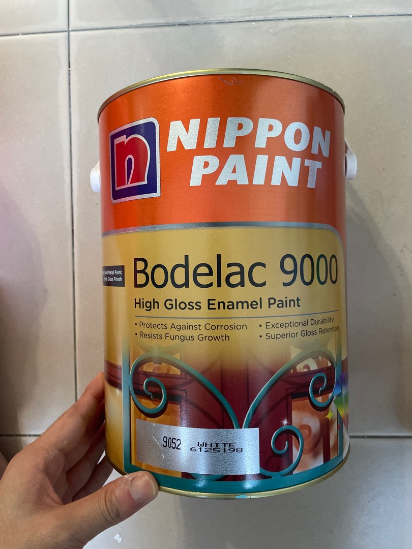 5L Nippon Paint Bodelac 9000 High Gloss Enamel Paint, Furniture & Home ...