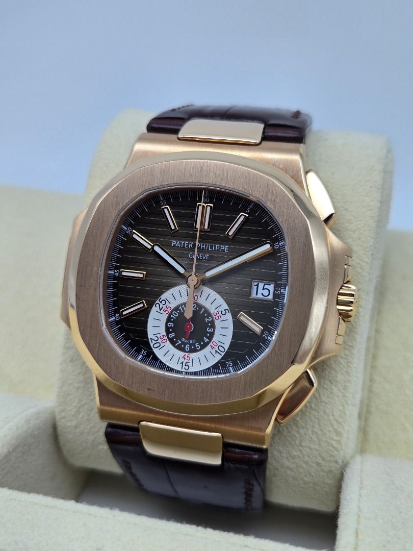 Patek Philippe 5980R Nautilus Chronograph Rose Gold Choco Brown Dial RG ...